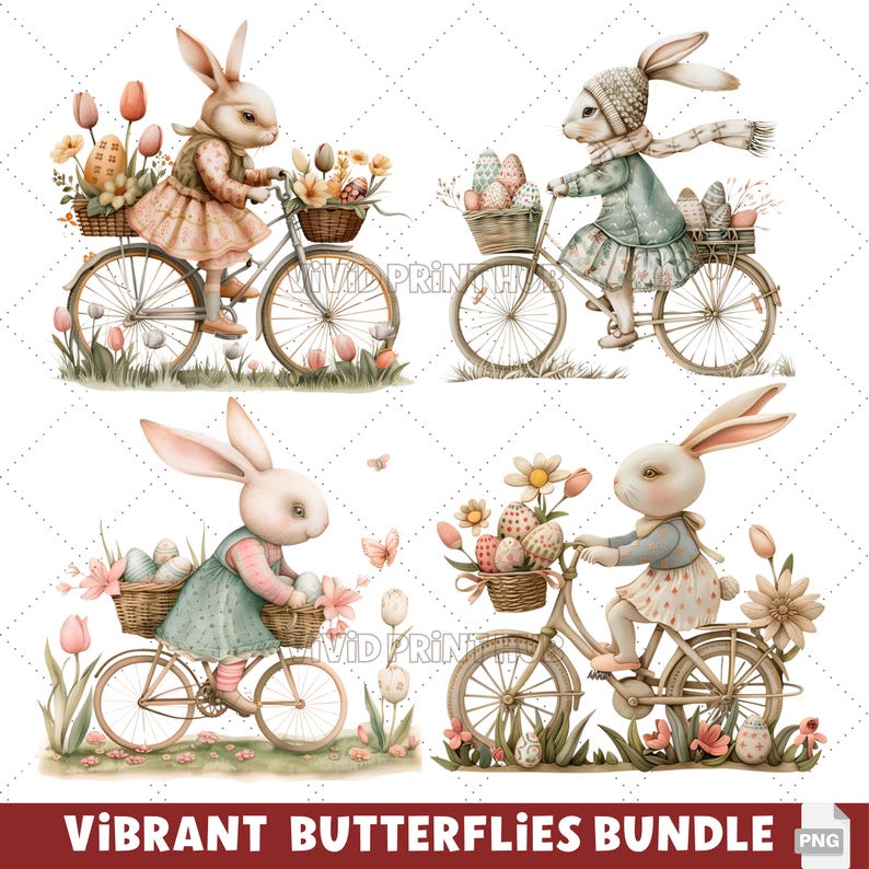 Pastel Easter Bunny Clipart Pack Spring Printables 20 Cute Rabbit PNG ...