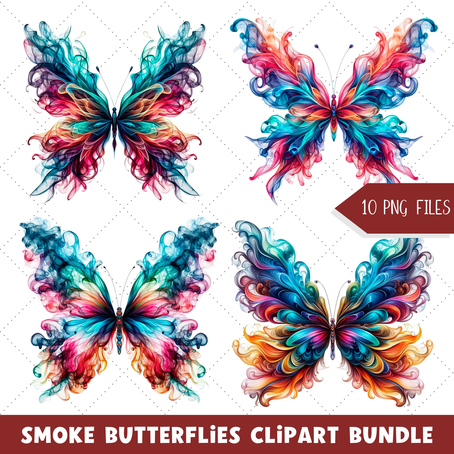 Colorful Smoke Butterfly Clipart, DIY Crafting Smoke Butterfly Art ...