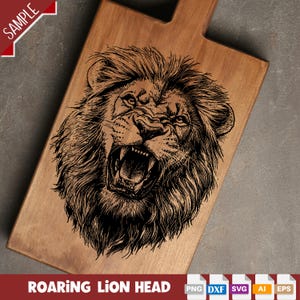 Roaring Lion SVG – Safari Animal Design for Laser Engraving, Faith Lion ...