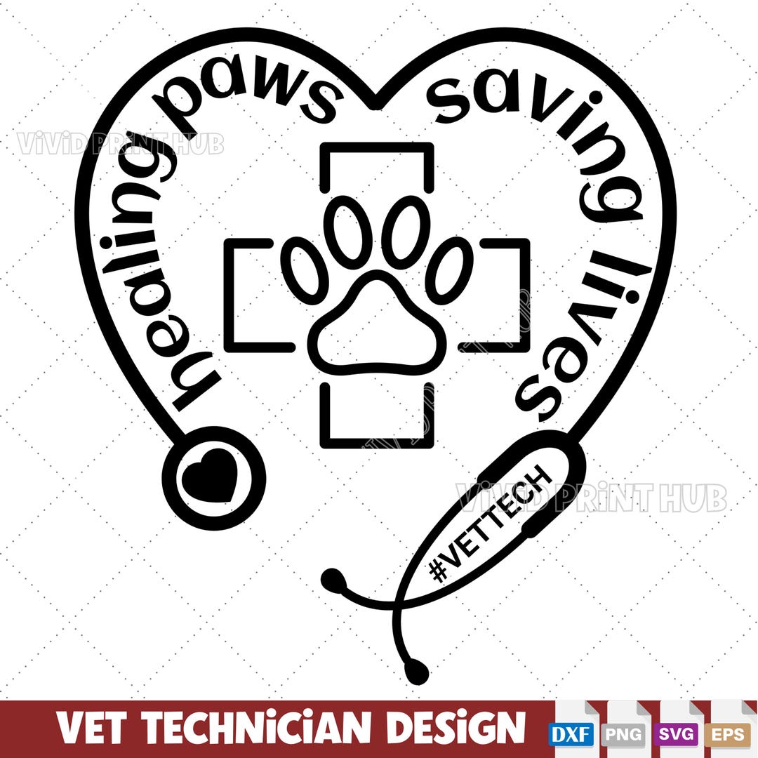 Vet Tech Gift SVG for Cricut Stethoscope Charm Veterinary Design Vet ...