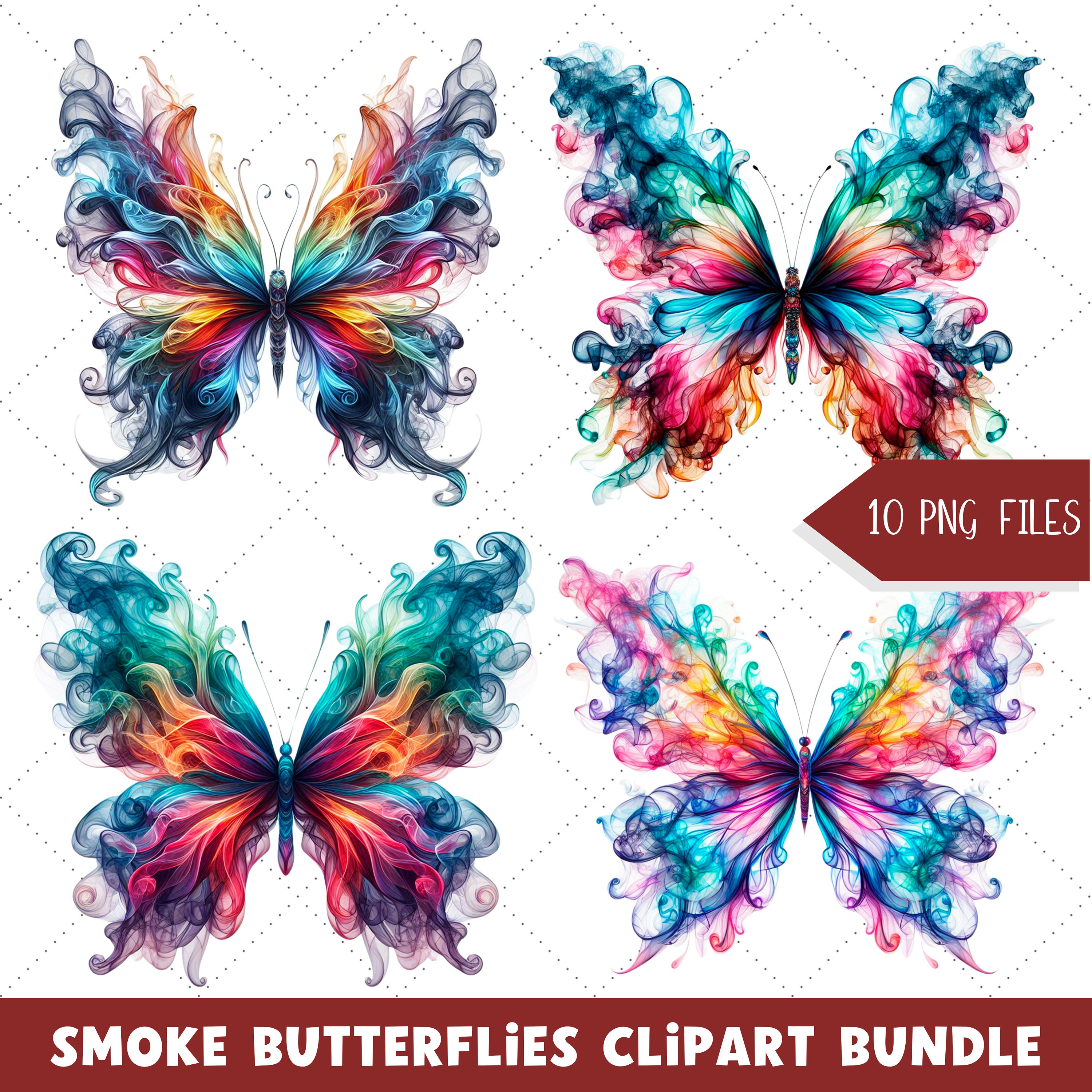 Colorful Smoke Butterfly Clipart, DIY Crafting Smoke Butterfly Art ...