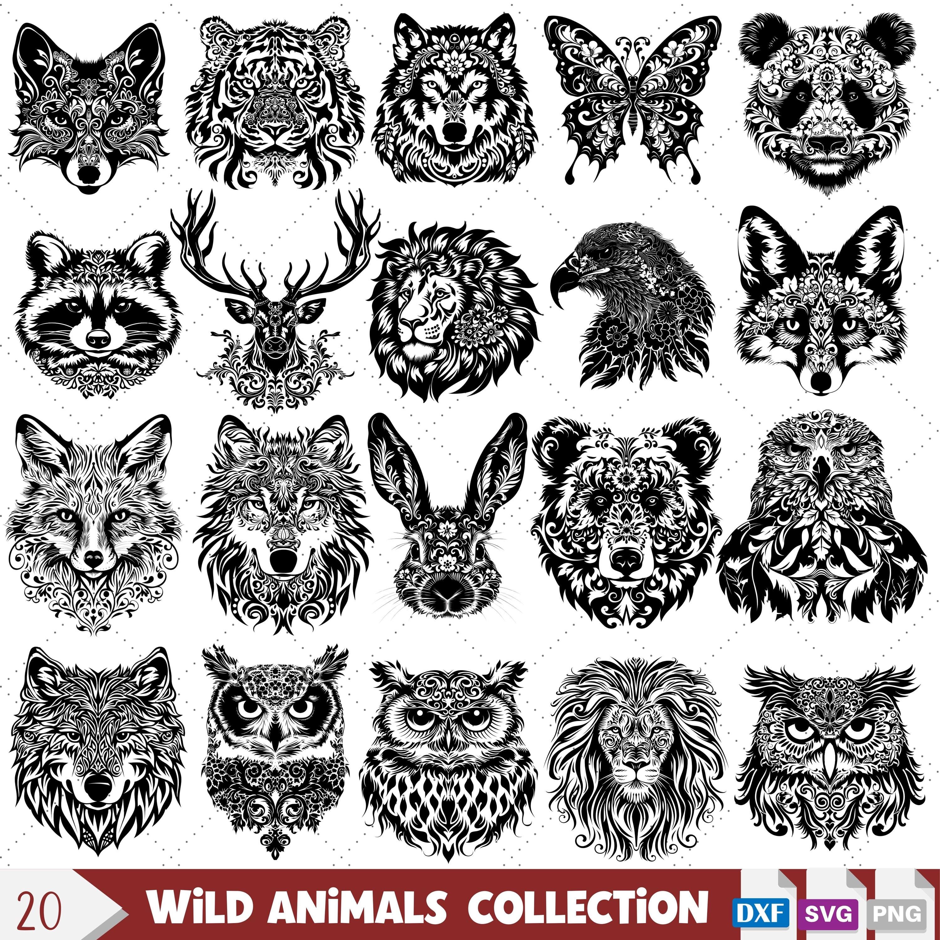 Floral Animals SVG Bundle – Safari, Woodland, Jungle (laser Engraving ...