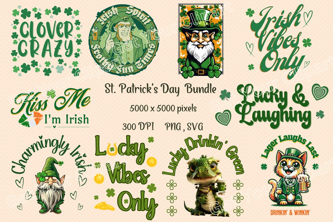 St Patrick Day Bundle PNG and SVG Files, 10 St Patrick's Day Quotes ...