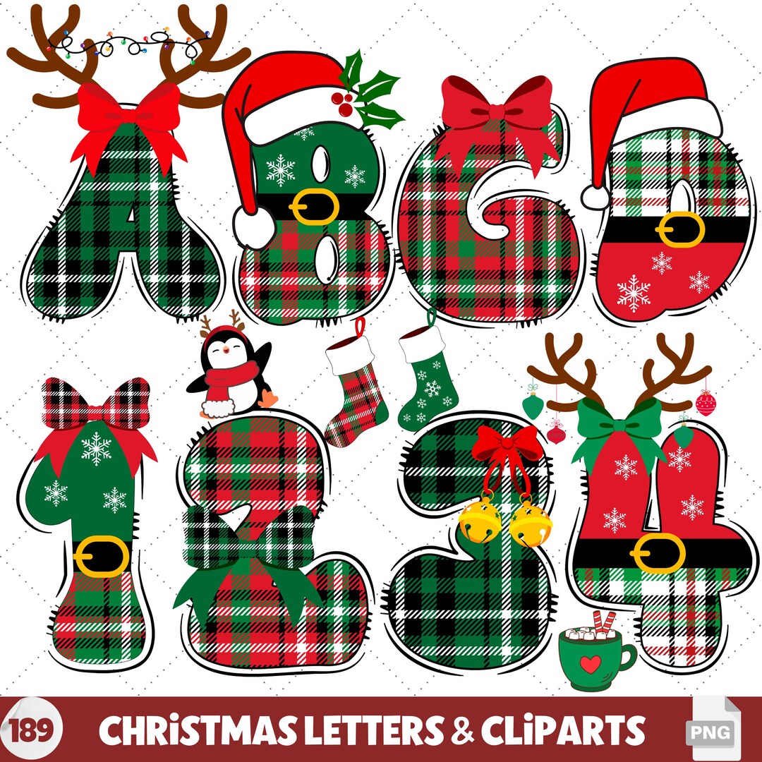 Christmas Doodle Alphabet Letters Bundle, Whimsical Alphabet Letters ...