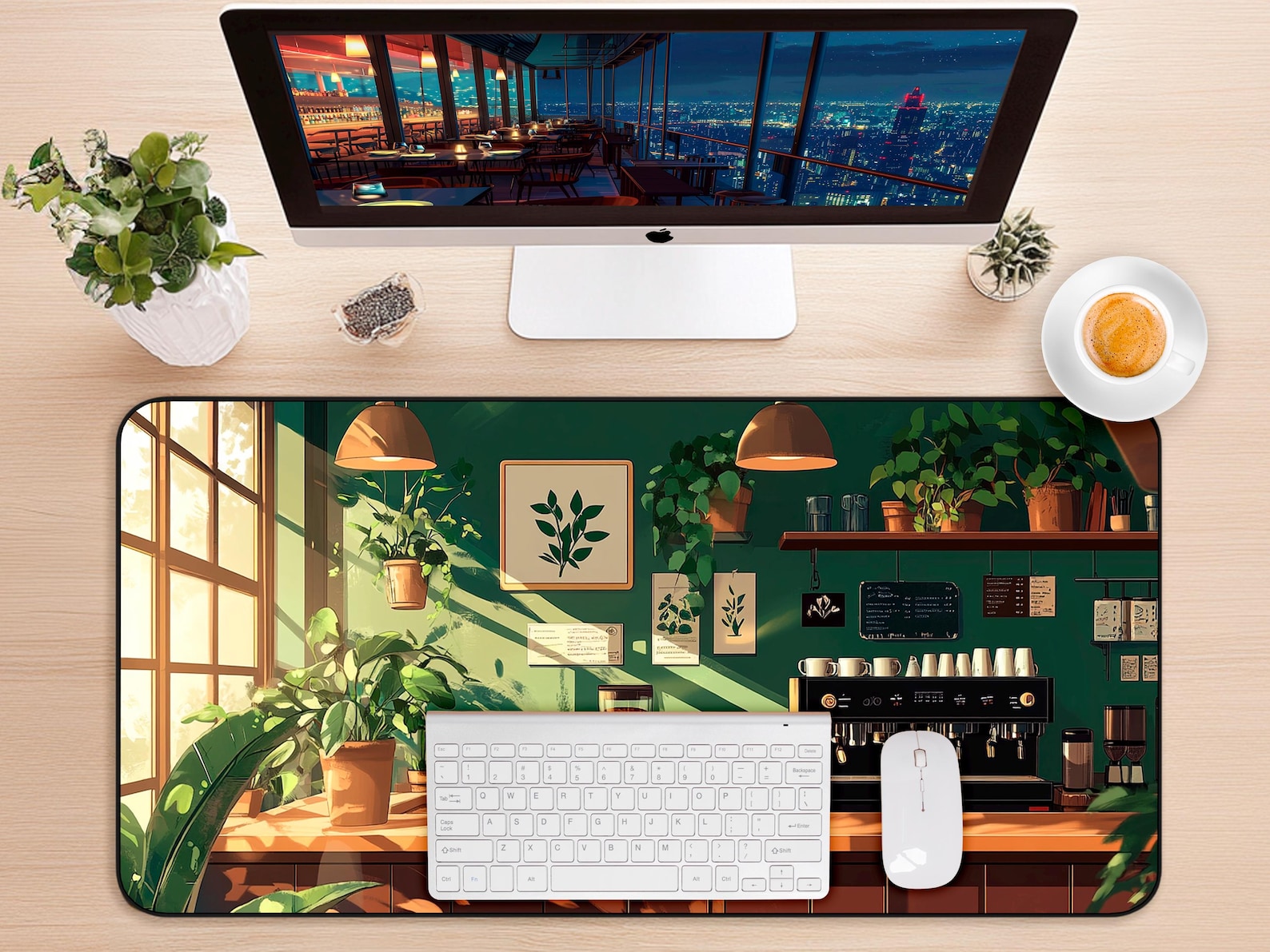 Studio Ghibli Cozy Coffee Shop Desk Mat Aesthetic Ghibli Lover Art ...