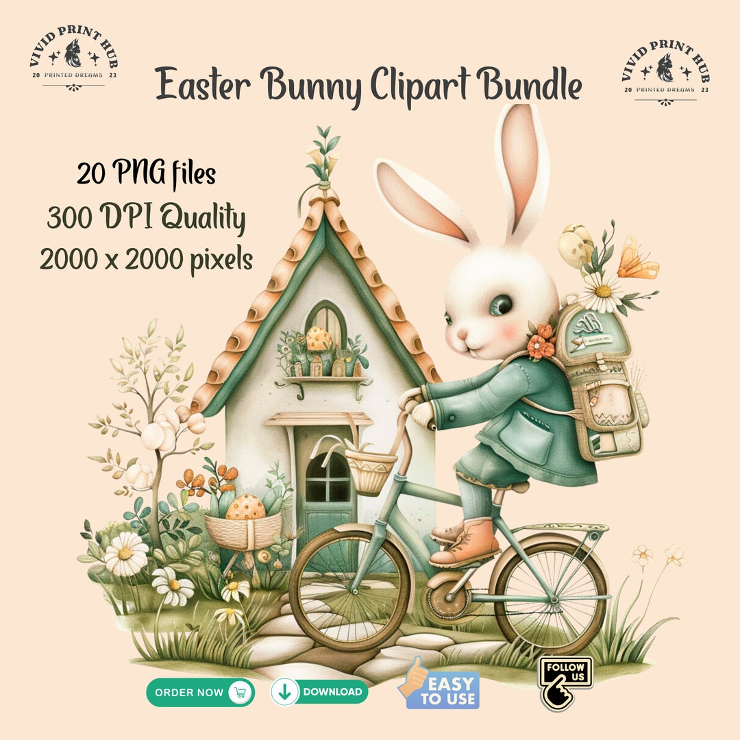 Easter Neutral PNG Clipart Pack 20 Rustic Bunny PNG Files. Transparent ...