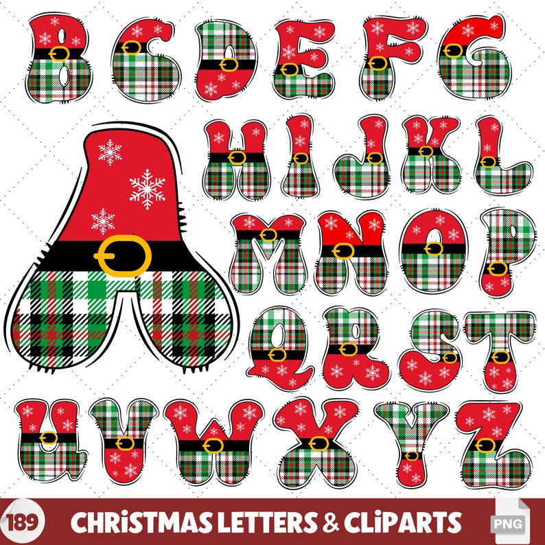 Christmas Doodle Alphabet Letters Bundle, Whimsical Alphabet Letters ...