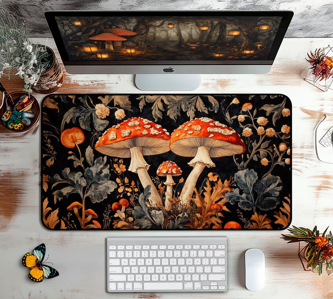 William Morris Mushroom Desk Mat – Cottagecore Mouse Pad, Aesthetic ...