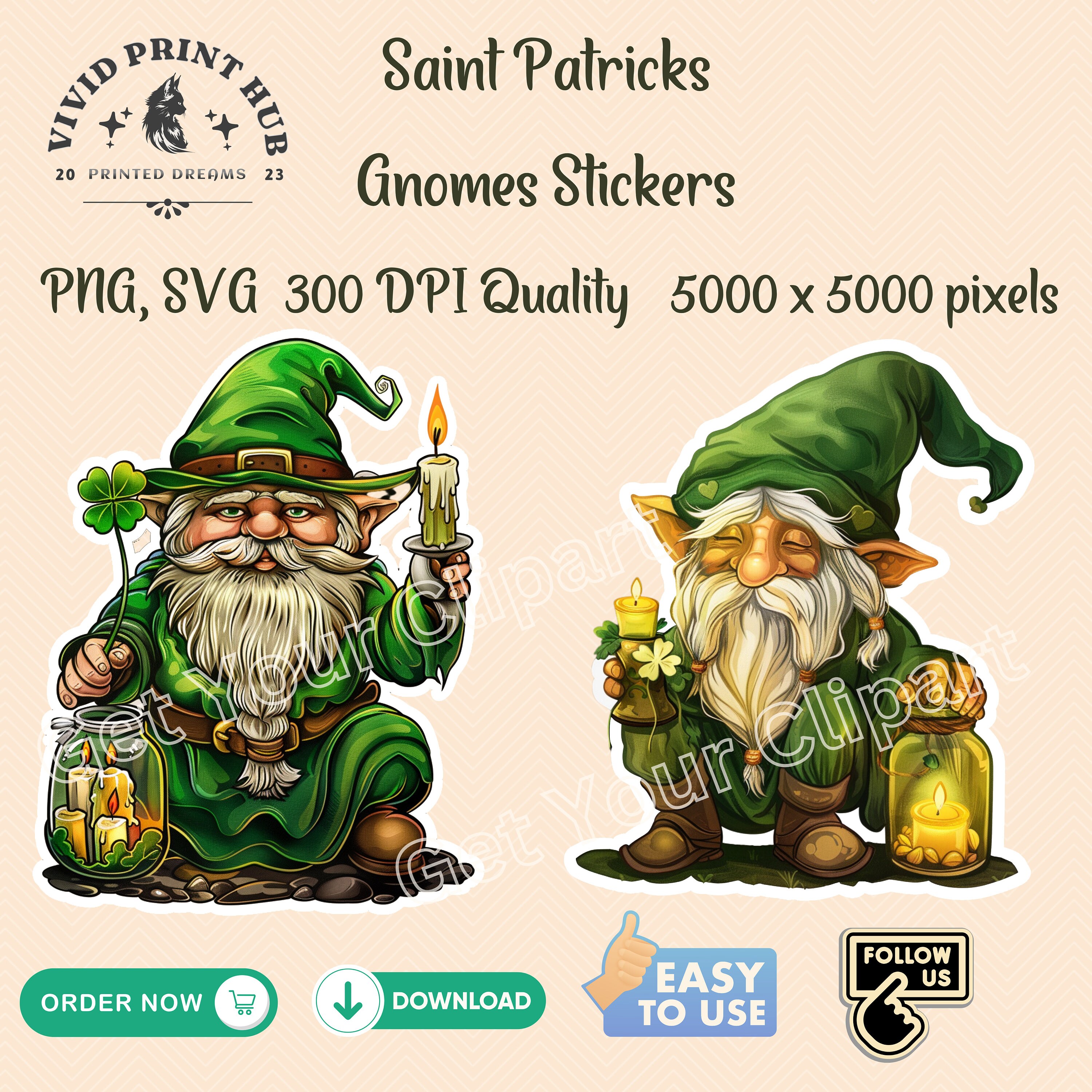 St Patrick Day Gnomes Stickers PNG and SVG Files, High Quality Clipart ...
