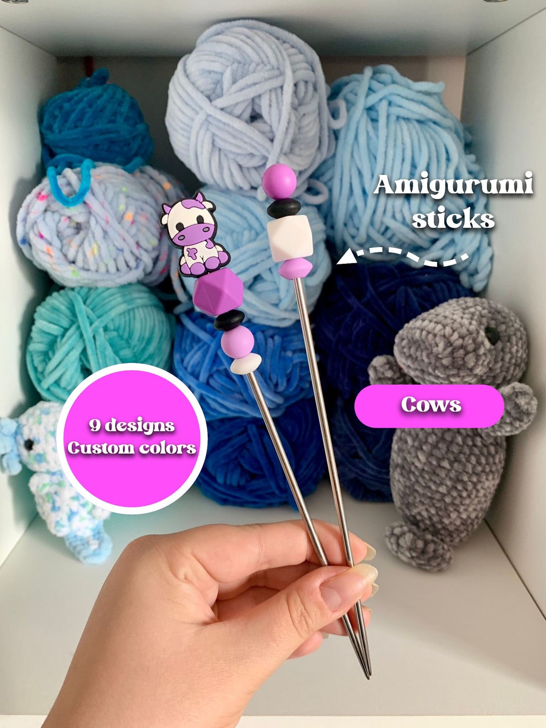 Ami Stick Short Version - Cow Theme - 20cm Amigurumi Sewing Sticks ...