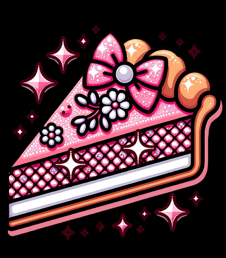 Pink Bow Pie PNG, Dessert Design With Black Outline and NO Background ...