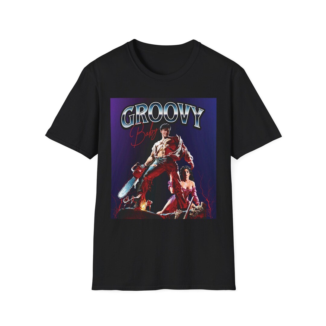 Evil Dead Groovy Ash T-shirt Horror Movie Fan Tee, Classic Cult Film ...