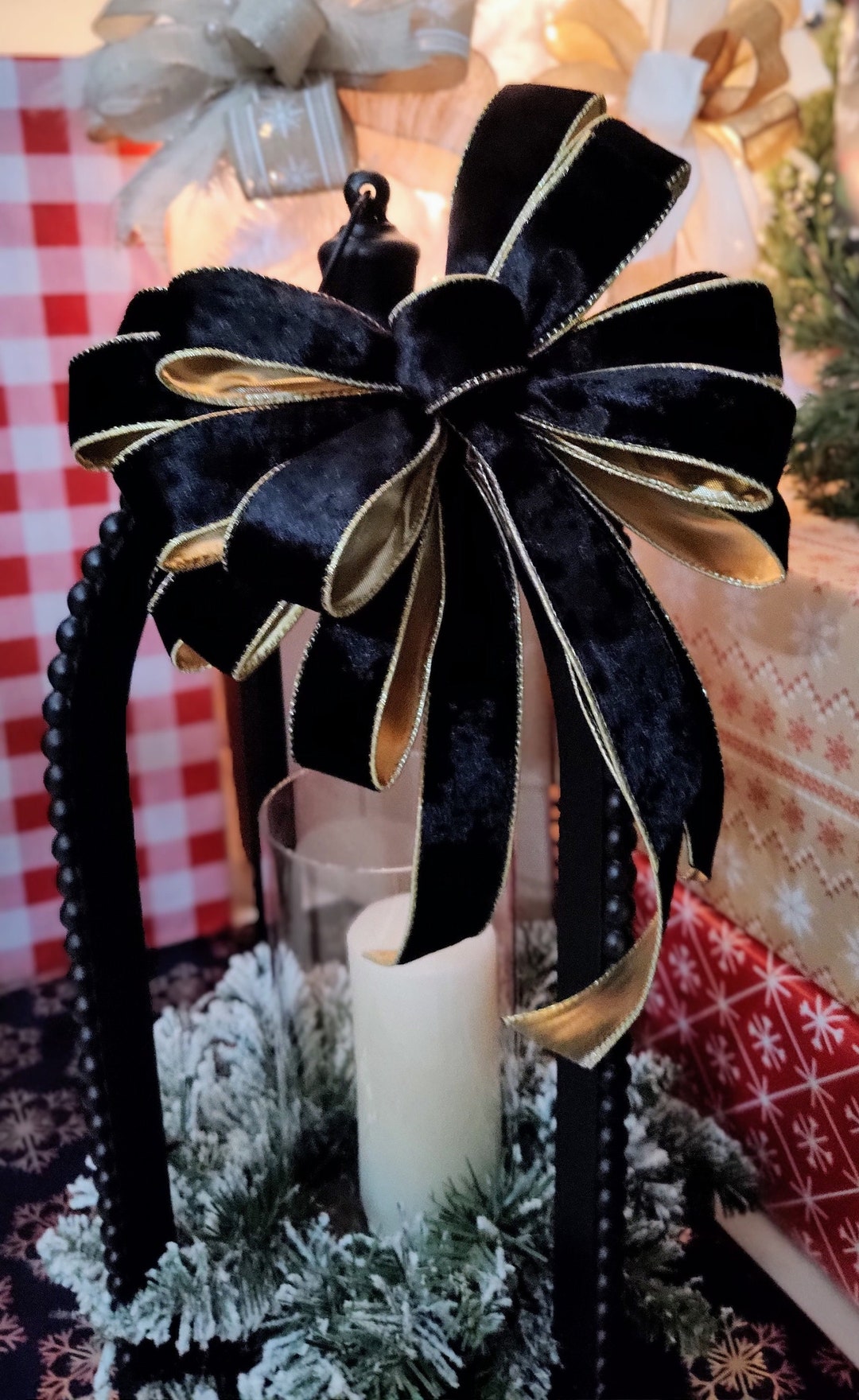 Deluxe Chic Black and Gold Velvet Wired Ribbon Christmas Holiday ...