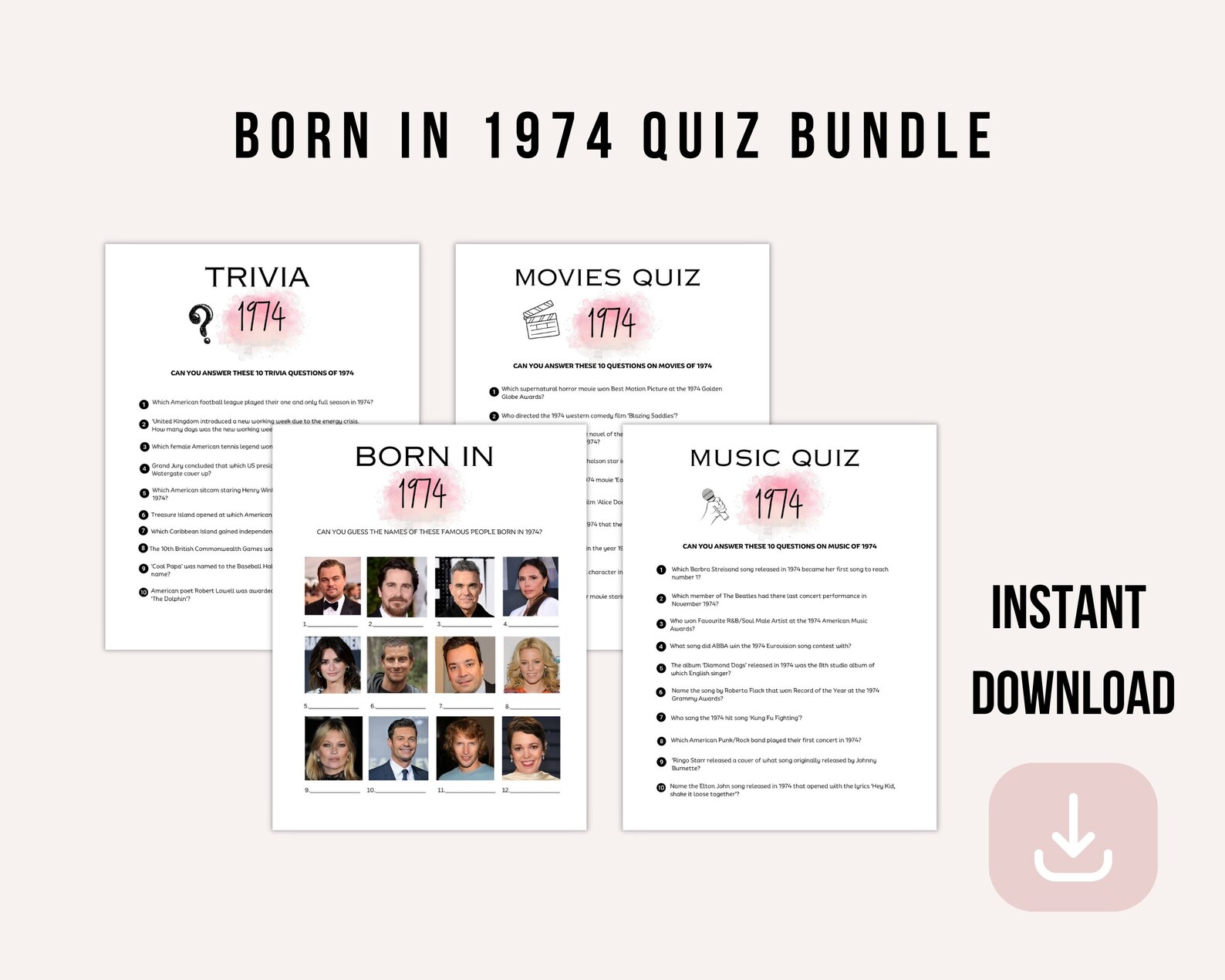 50th Birthday Printable Quiz Bundle | 50th Birthday Party Idea ...