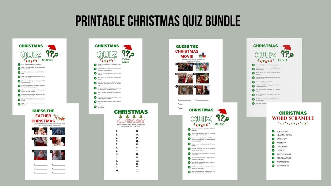 Christmas Quiz Game Bundle Christmas Printable Quiz Printable Christmas ...