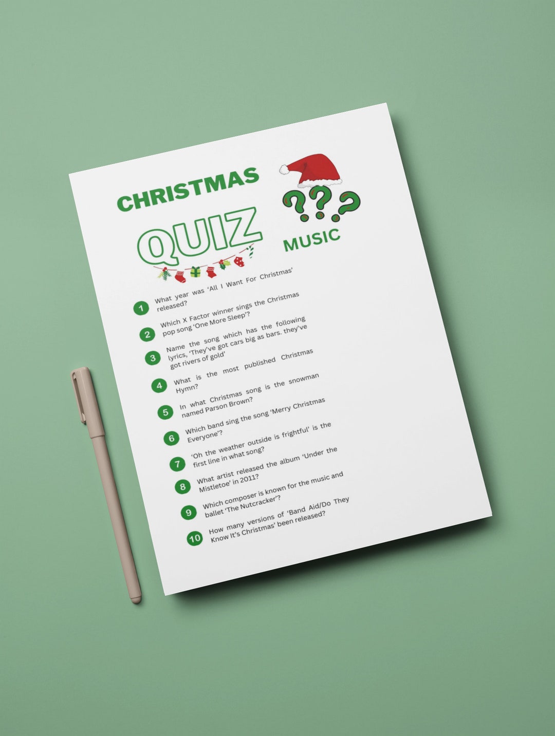 Christmas Music Quiz | Printable Quiz | Christmas Music | Family Quiz ...