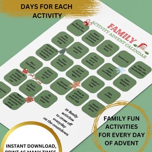 Family Activity Advent Calendar | Christmas Activity | Family Fun ...