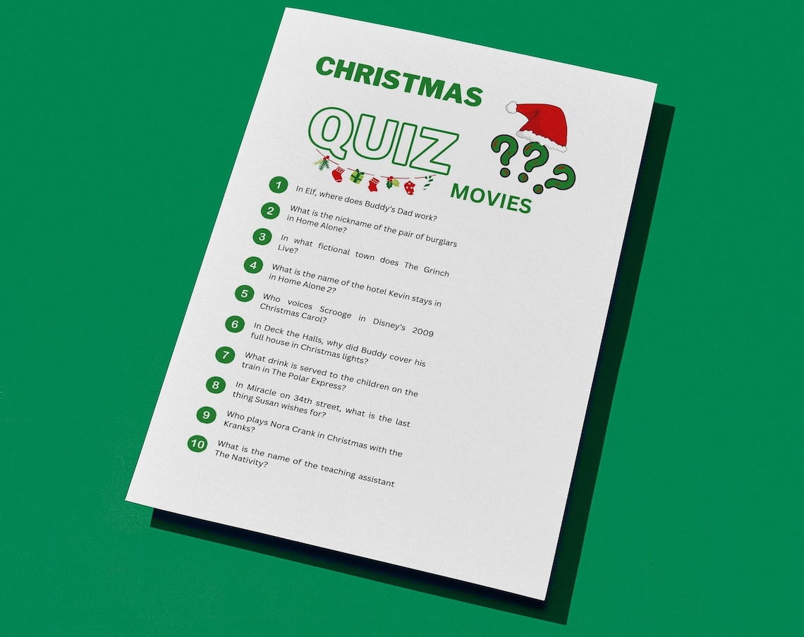 Christmas Movie Quiz | Printable Quiz | Christmas Movie Game | Family ...