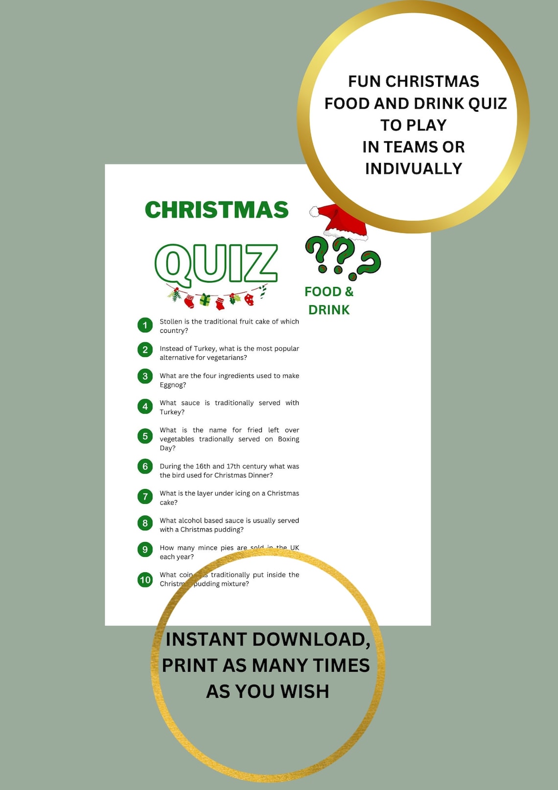 Printable Quiz | Christmas Quiz | Food and Drink Quiz | Family Fun Game ...