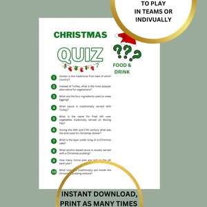 Printable Quiz | Christmas Quiz | Food and Drink Quiz | Family Fun Game ...