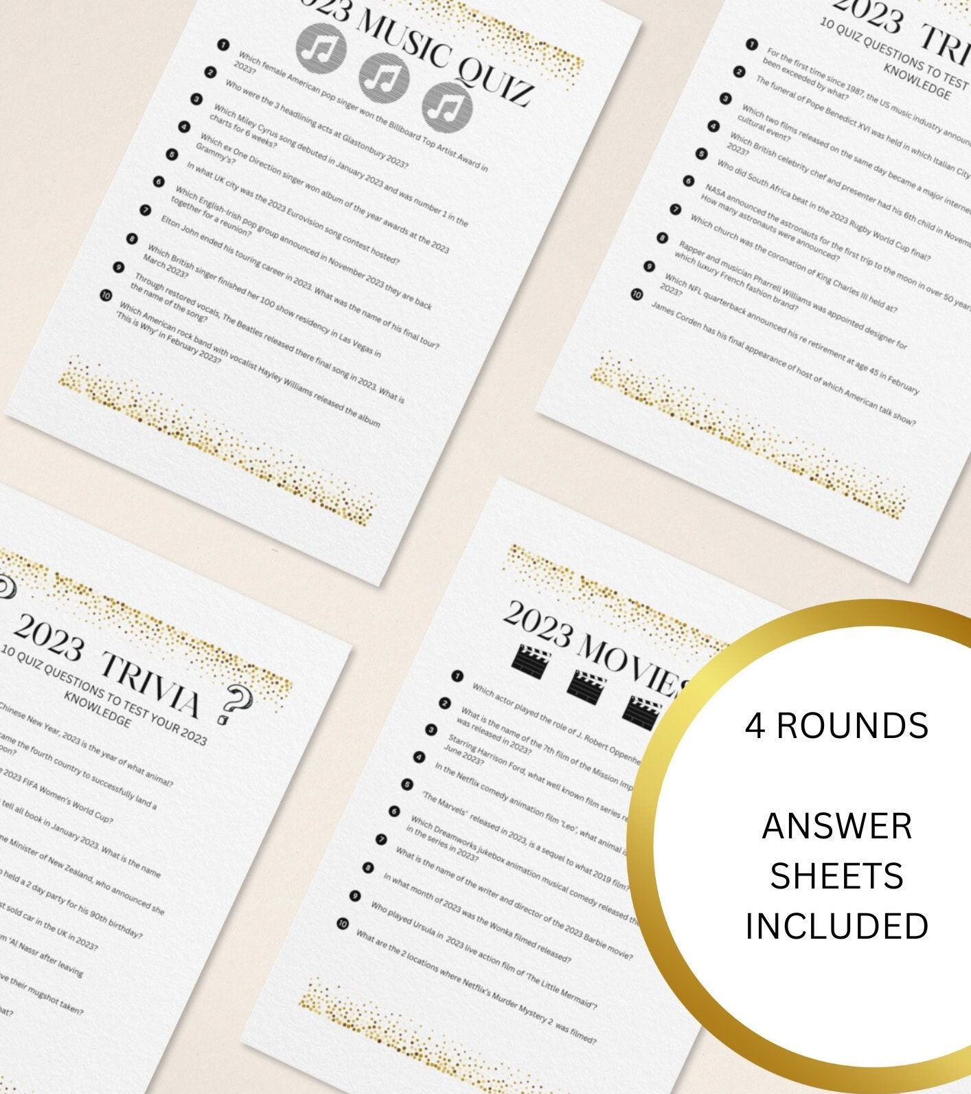 New Years Eve Quiz Bundle | 2023 Theme Quiz | Printable Quiz Bundle ...