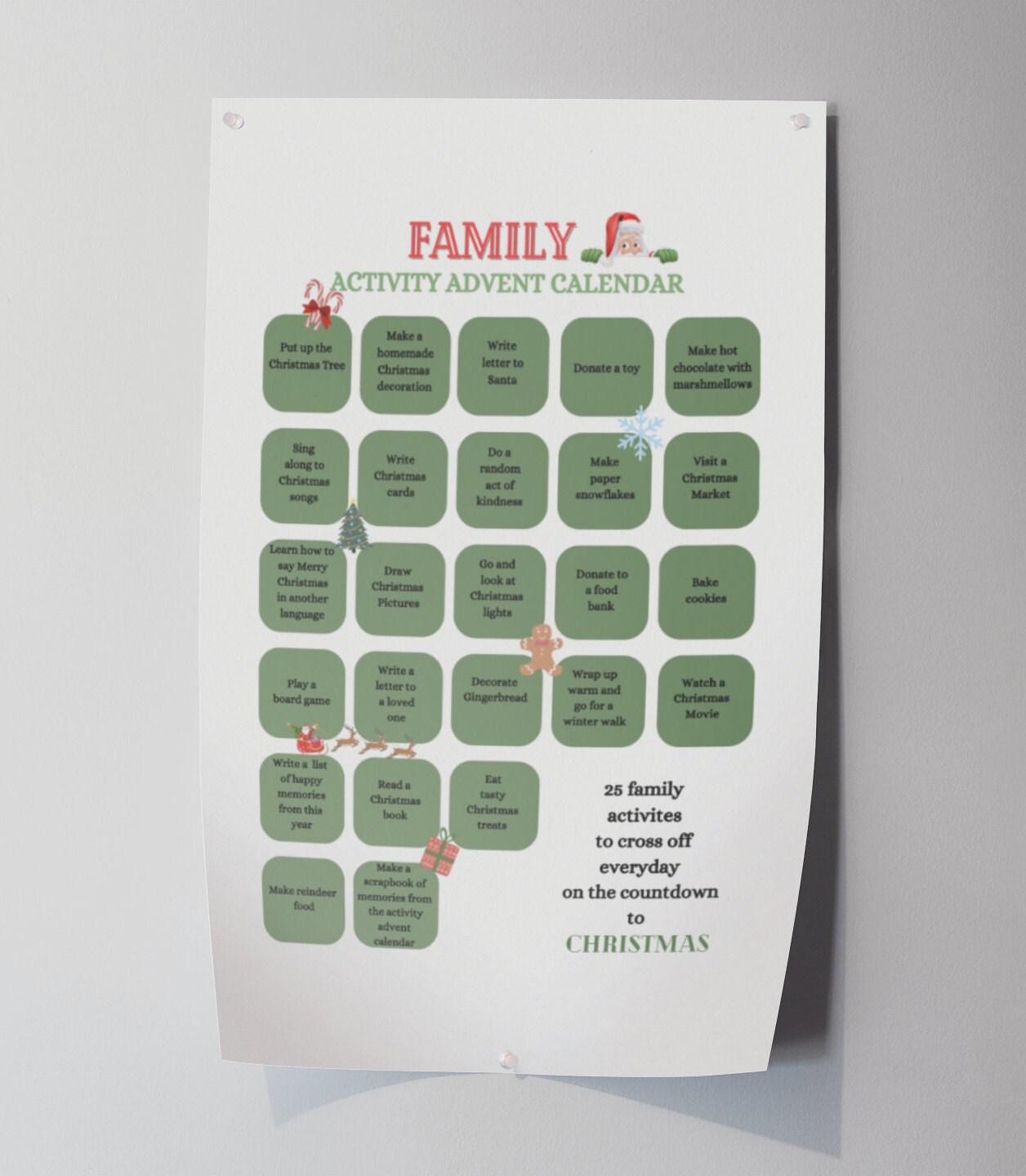 Family Activity Advent Calendar | Christmas Activity | Family Fun ...