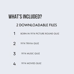 Born in 1974 Printable Quiz Bundle | 50th Birthday Printable Game ...
