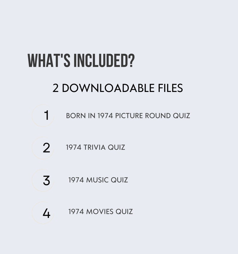 Born in 1974 Printable Quiz Bundle | 50th Birthday Printable Game ...