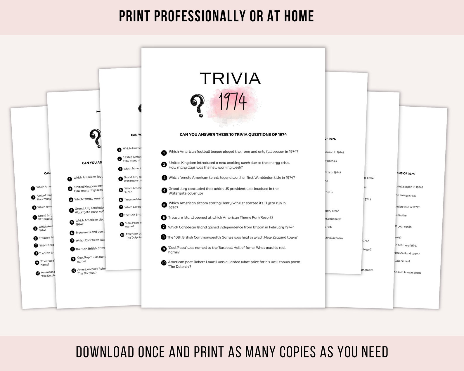 50th Birthday Printable Quiz Bundle | 50th Birthday Party Idea ...