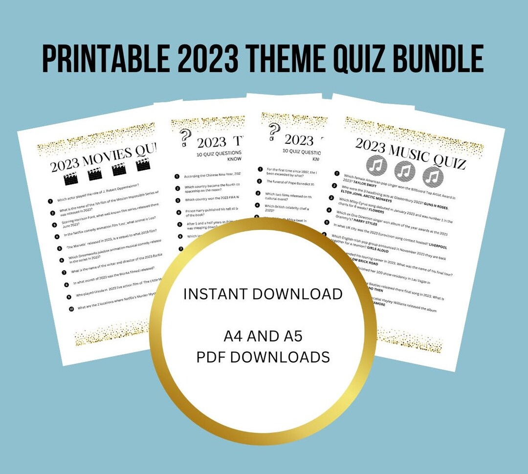 New Years Eve Quiz Bundle | 2023 Theme Quiz | Printable Quiz Bundle ...