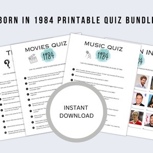 40th Birthday Quiz Bundle | 40th Birthday Party | Born in 1984 Trivia ...