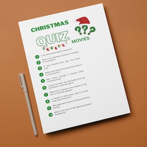 Christmas Movie Quiz | Printable Quiz | Christmas Movie Game | Family ...