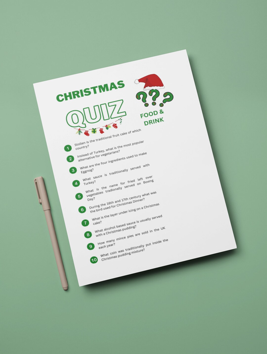 Printable Quiz | Christmas Quiz | Food and Drink Quiz | Family Fun Game ...