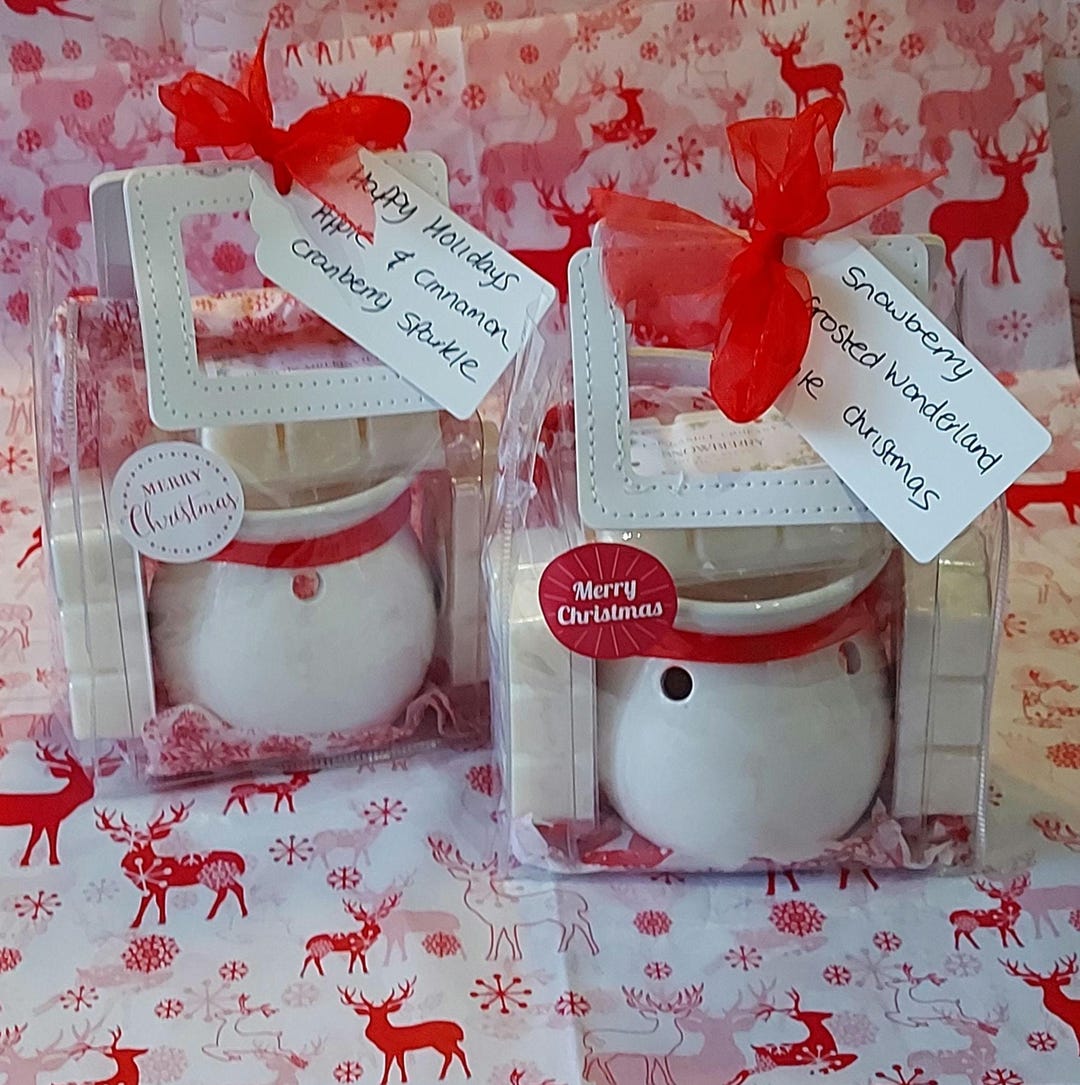 Christmas Wax Melt Burner Gift Set With 3 Packs Festive Scents Soy Wax ...