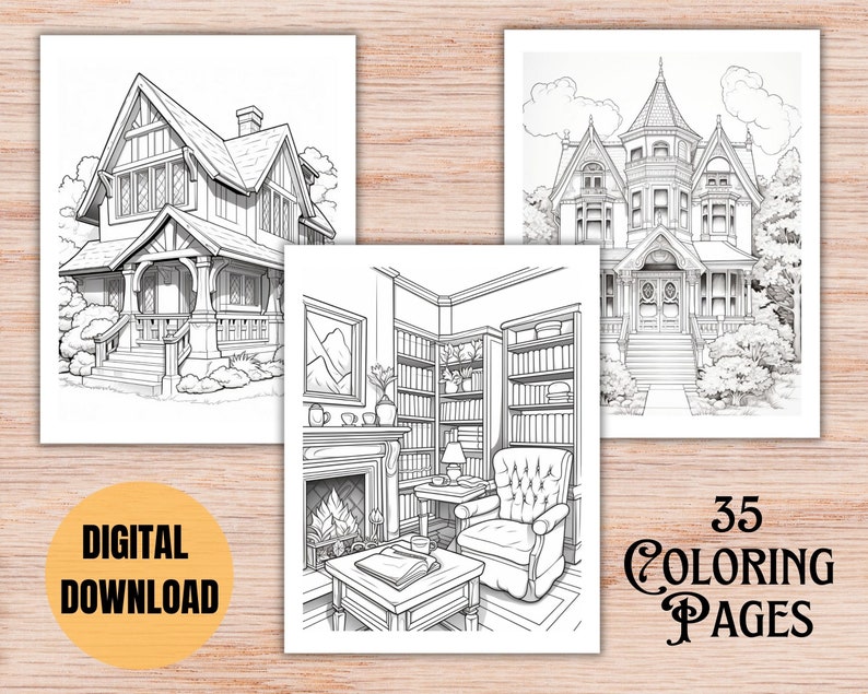 Old House Coloring Book: Vintage Architecture, Interiors & Exteriors ...