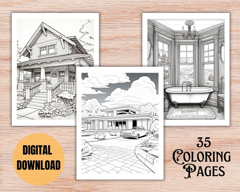 Old House Coloring Book: Vintage Architecture, Interiors & Exteriors ...