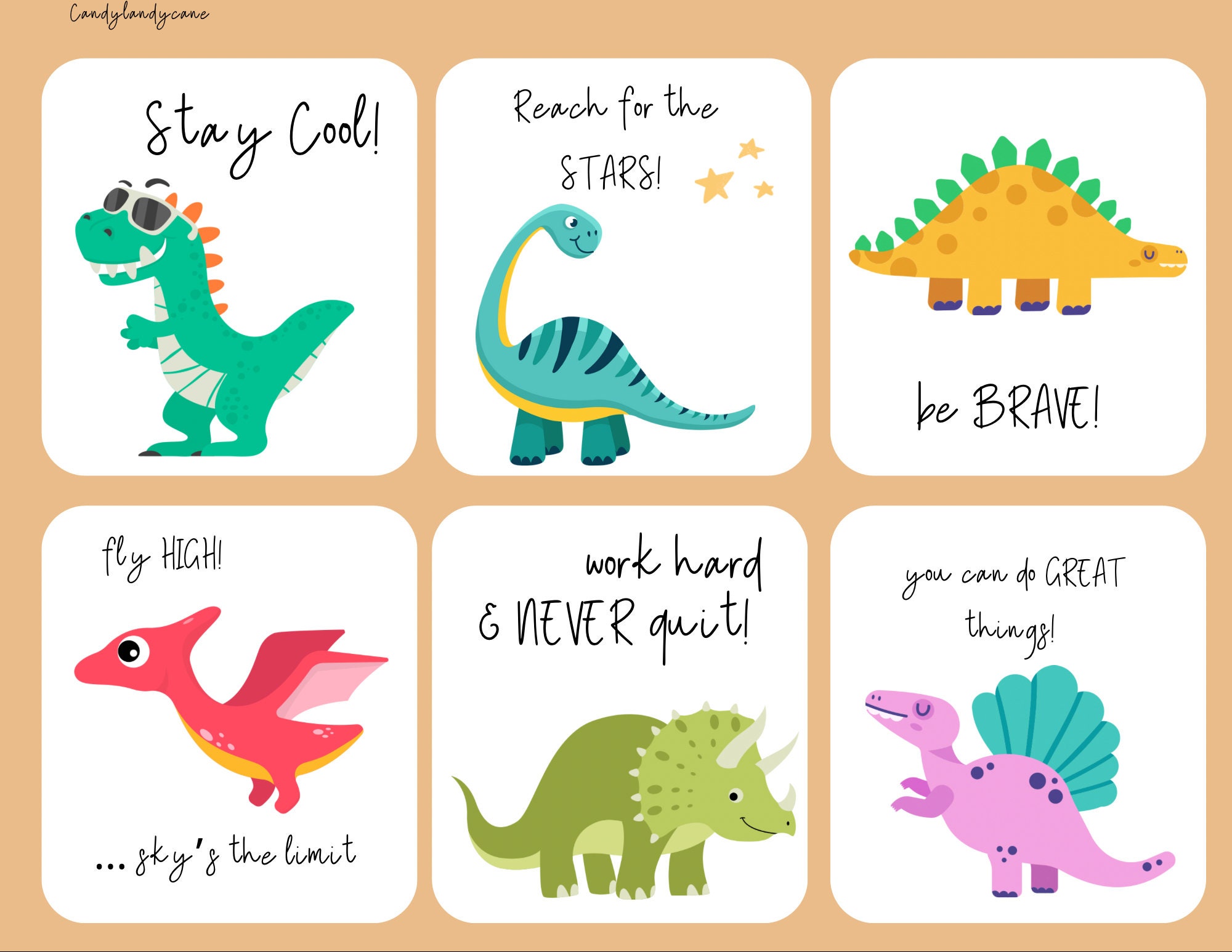 6 DINO LUNCH NOTES Printable - Etsy