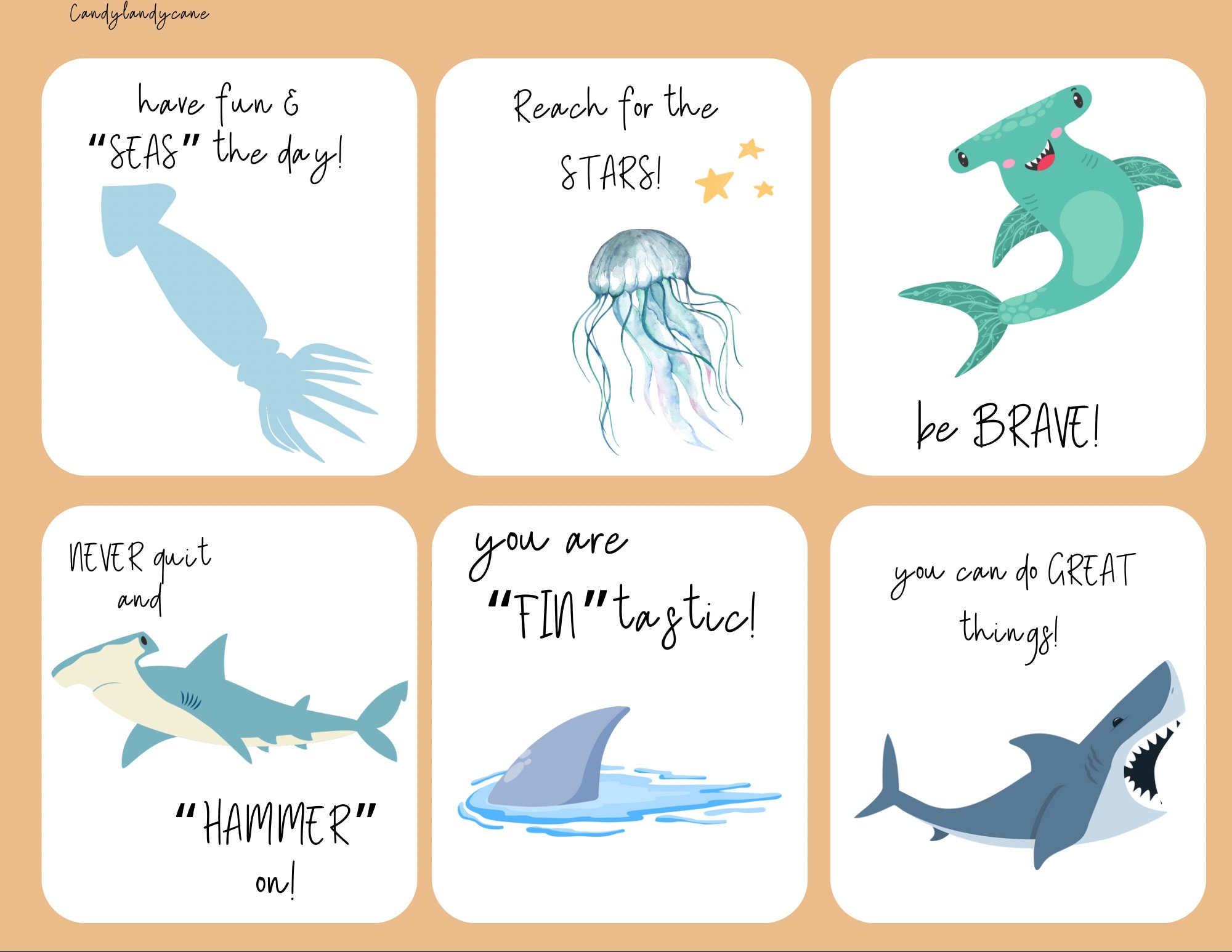 6 SHARK LUNCH NOTES Printable - Etsy UK