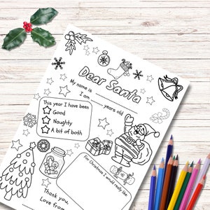 Letter to Santa Coloring Page With Bonus Coloring Sheets - Etsy