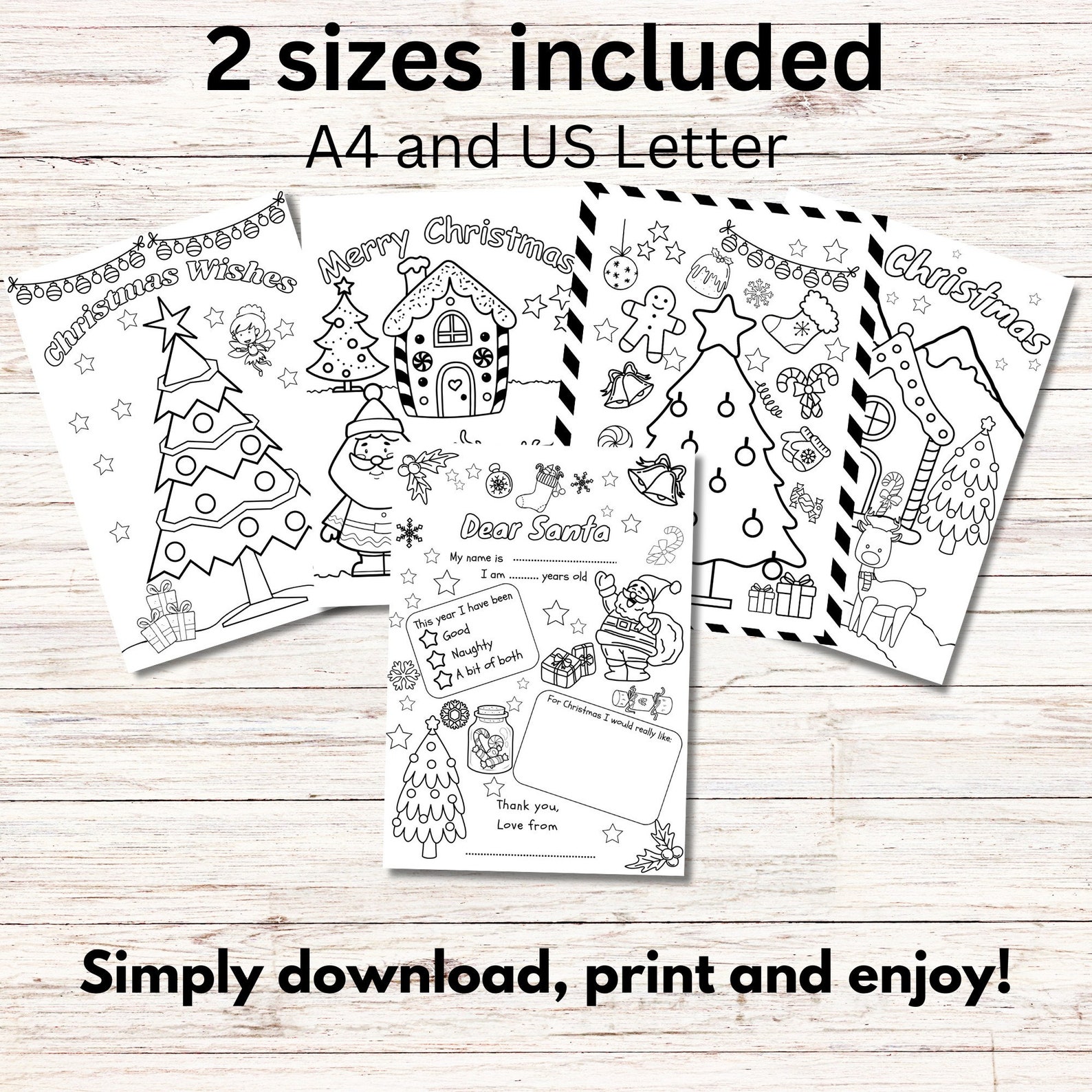 Letter to Santa Coloring Page With Bonus Coloring Sheets - Etsy