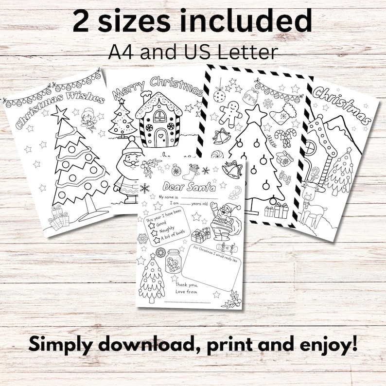 Letter to Santa Coloring Page With Bonus Coloring Sheets - Etsy