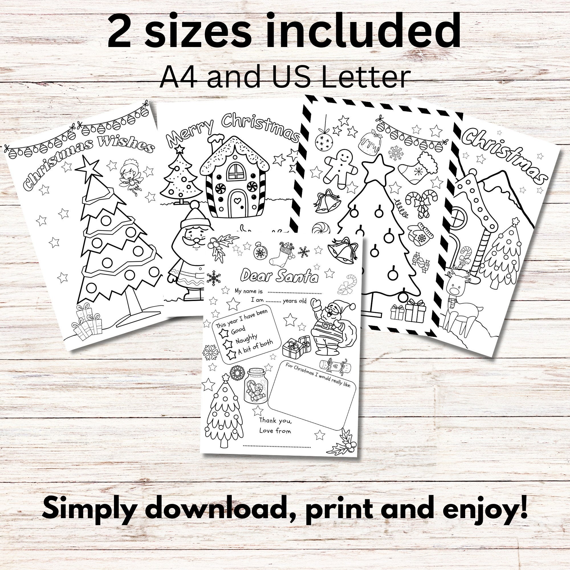 Letter to Santa Coloring Page With Bonus Coloring Sheets - Etsy