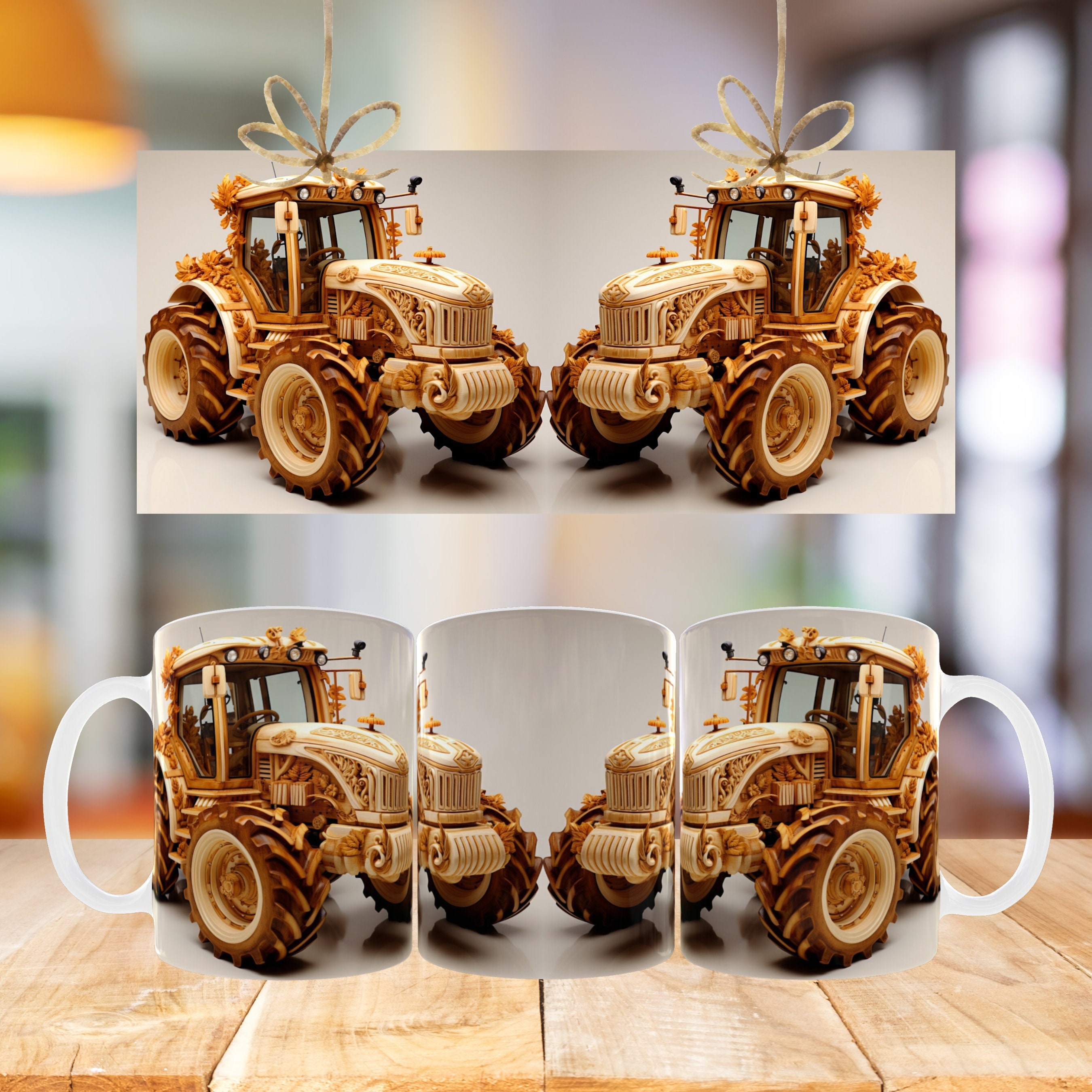 Wood Tractor Mug Template Set, 11oz, 12oz and 15oz Mug Template, 3D Mug ...