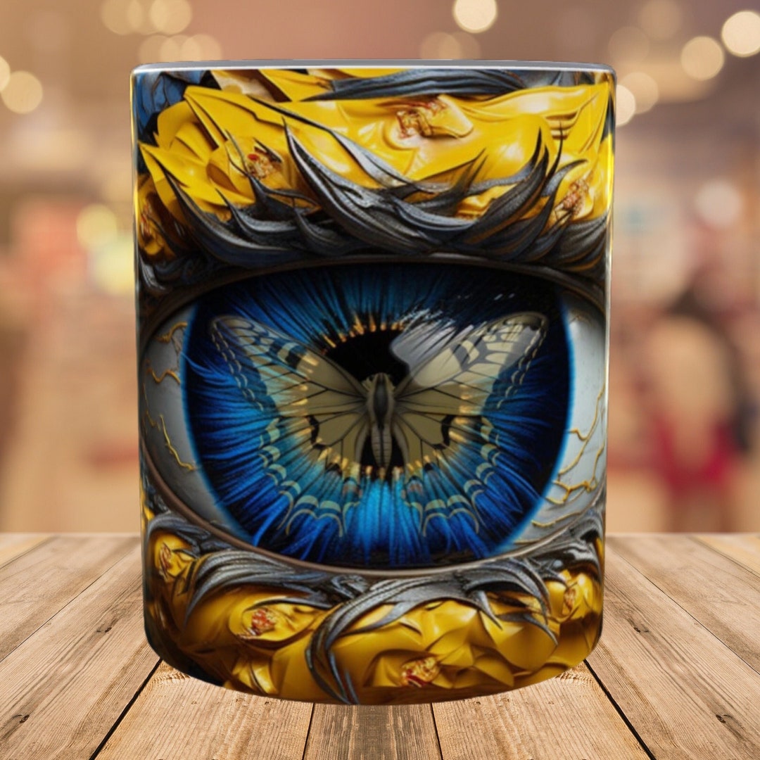 3D Butterfly Eye Mug Wrapper PNG, 11oz and 15oz Mug Templates ...
