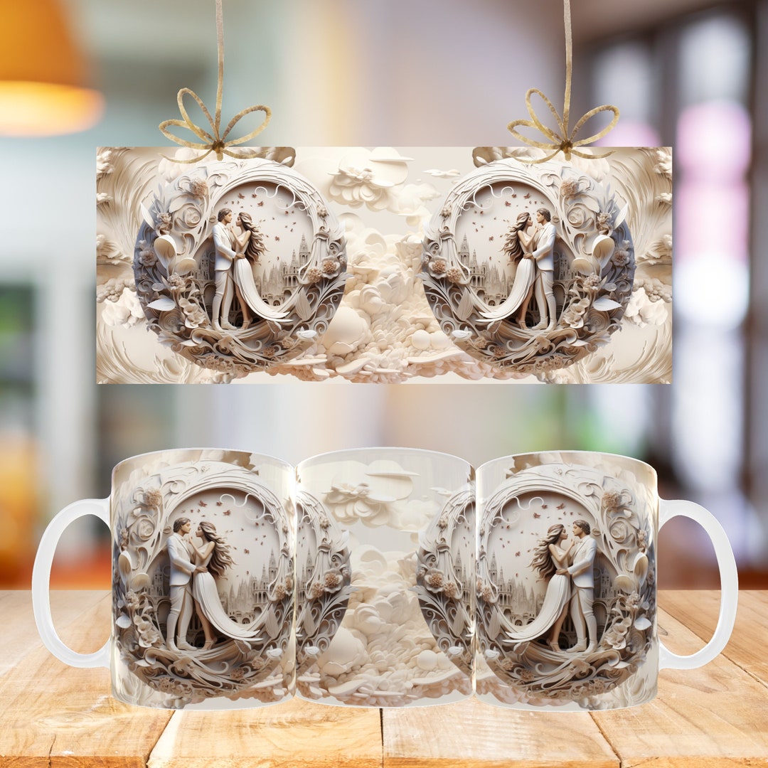 3D Mug Wrapper, Wedding Couple Mug, 11oz and 15oz Mug Template, Mug ...