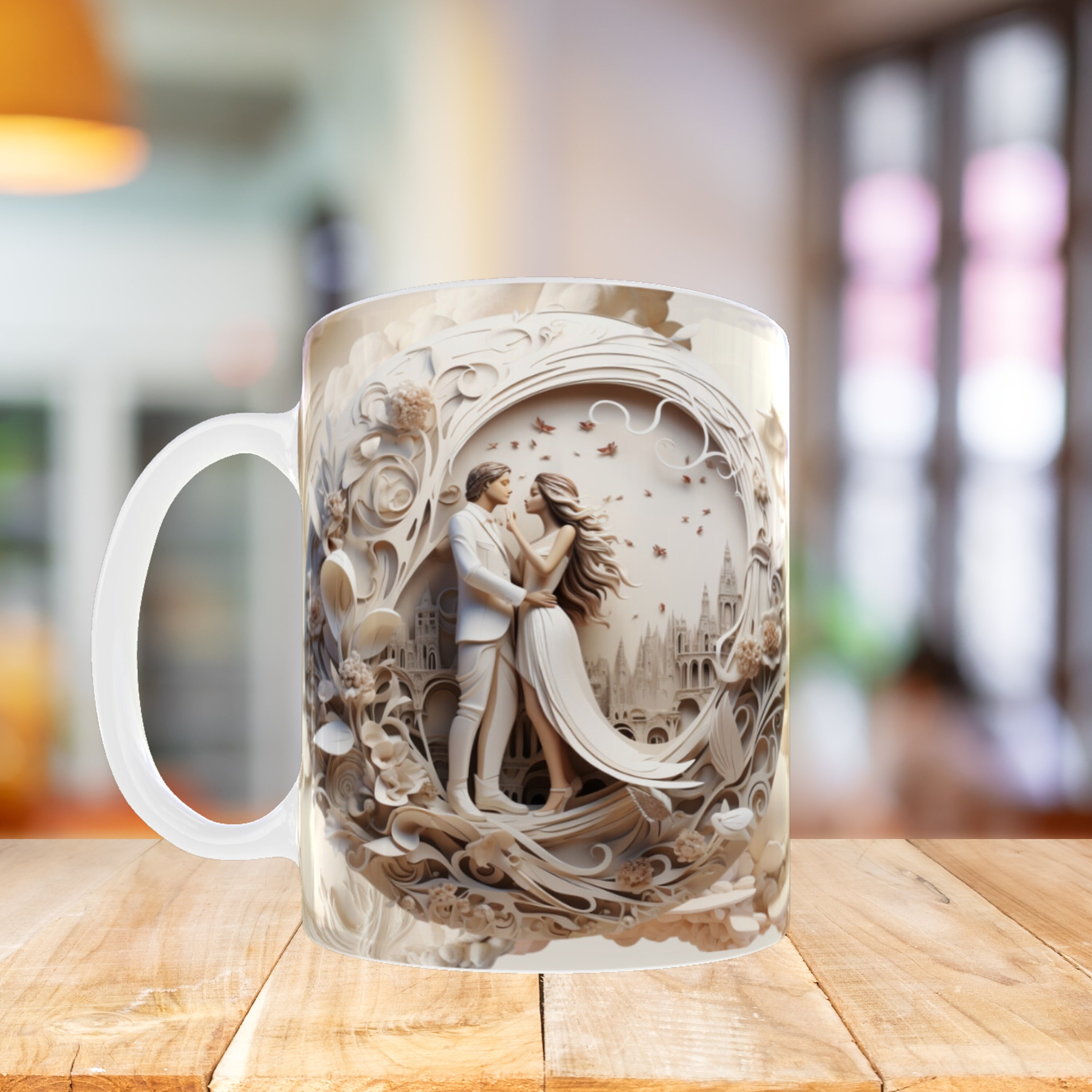 3D Mug Wrapper, Wedding Couple Mug, 11oz and 15oz Mug Template, Mug ...