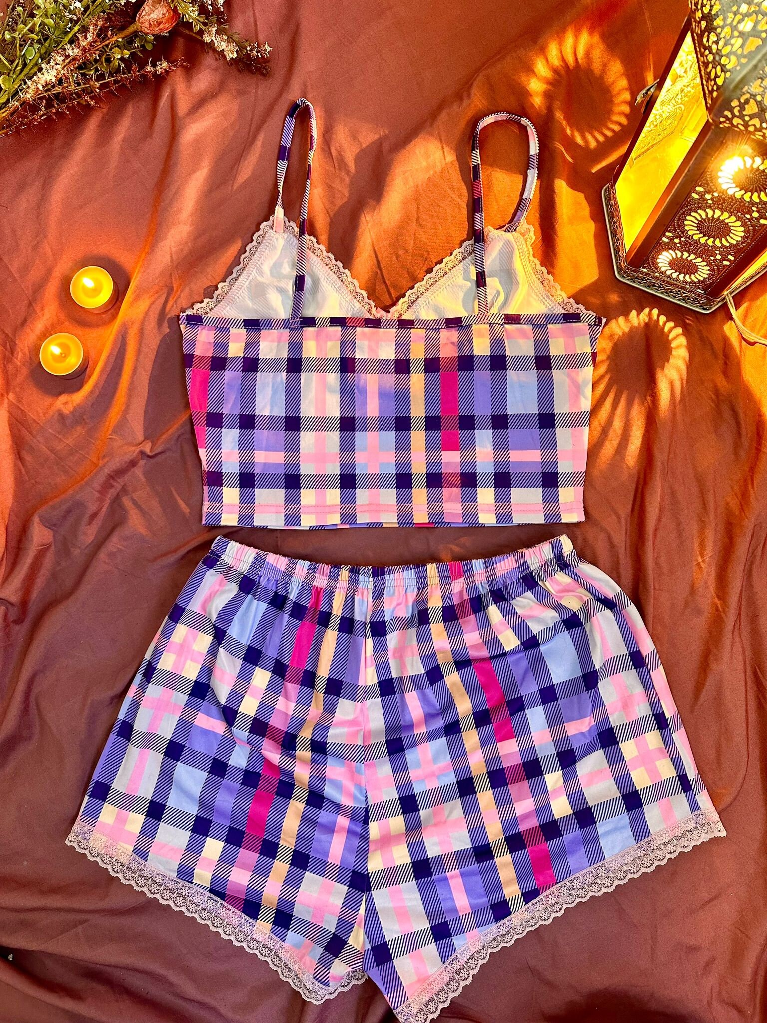 Purple Checked Pajamas - Etsy