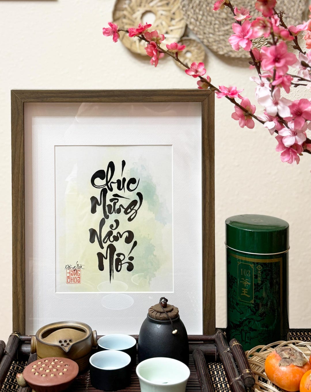 Handwriting Vietnamese New Year Quotes frame Included, Lunar New Year ...