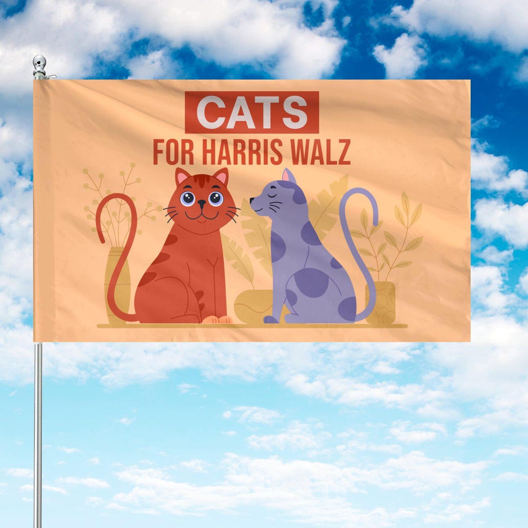 Cats for Harris Walz Flag, Kamala Harris for President, VP Tim Walz ...