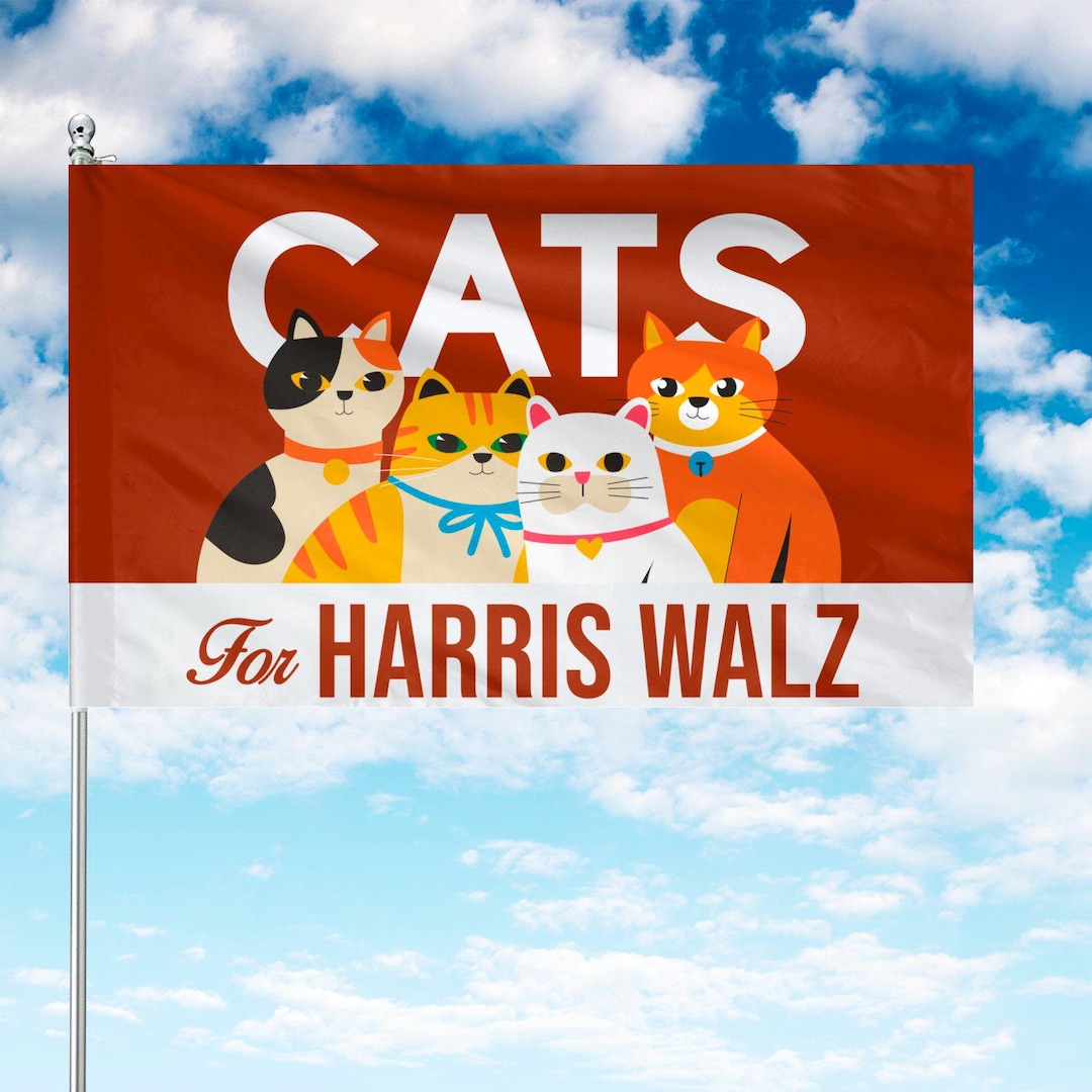 Cats for Harris Walz Flag, Kamala Harris for President, VP Tim Walz ...